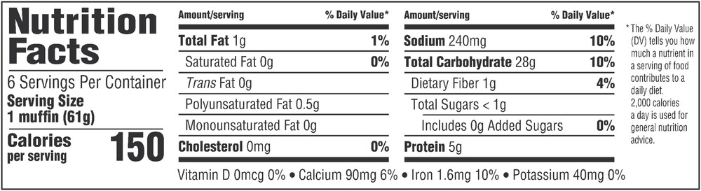 Thomas' Shelf-Stable Original Plain English Muffins, 6 count, 13 oz ...