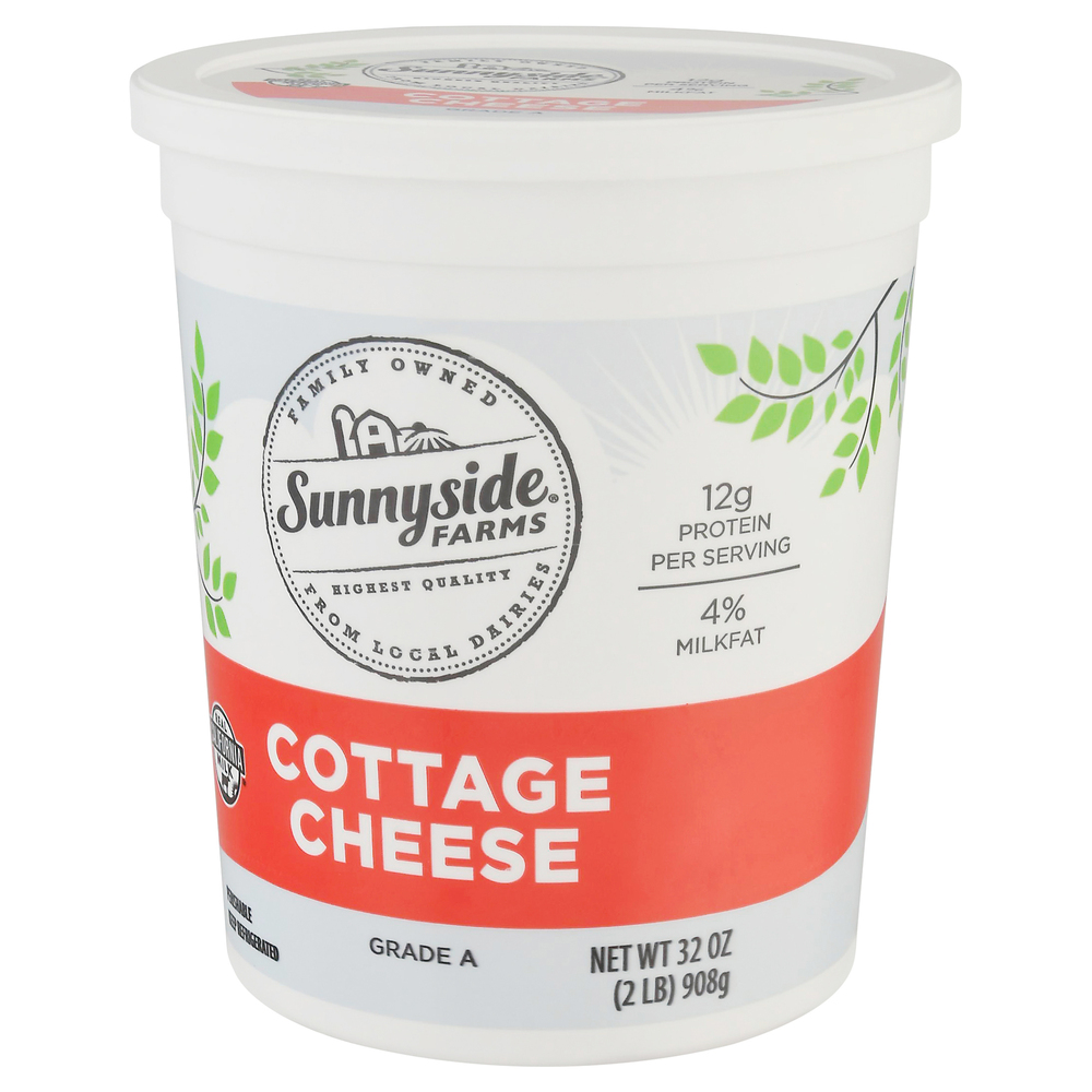 Sunnyside Farms Cottage Cheese, 4% Milkfat-Front-Right-Elevated