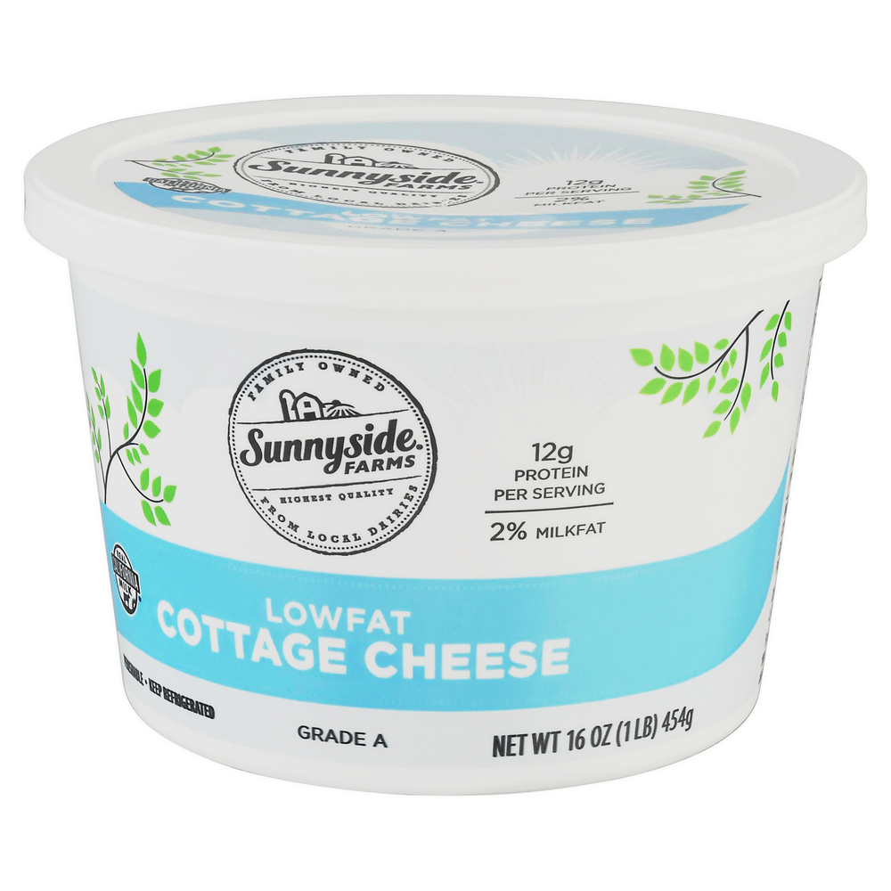 Sunnyside Farms Cottage Cheese, Lowfat, 2% Milkfat-Front-Right-Elevated