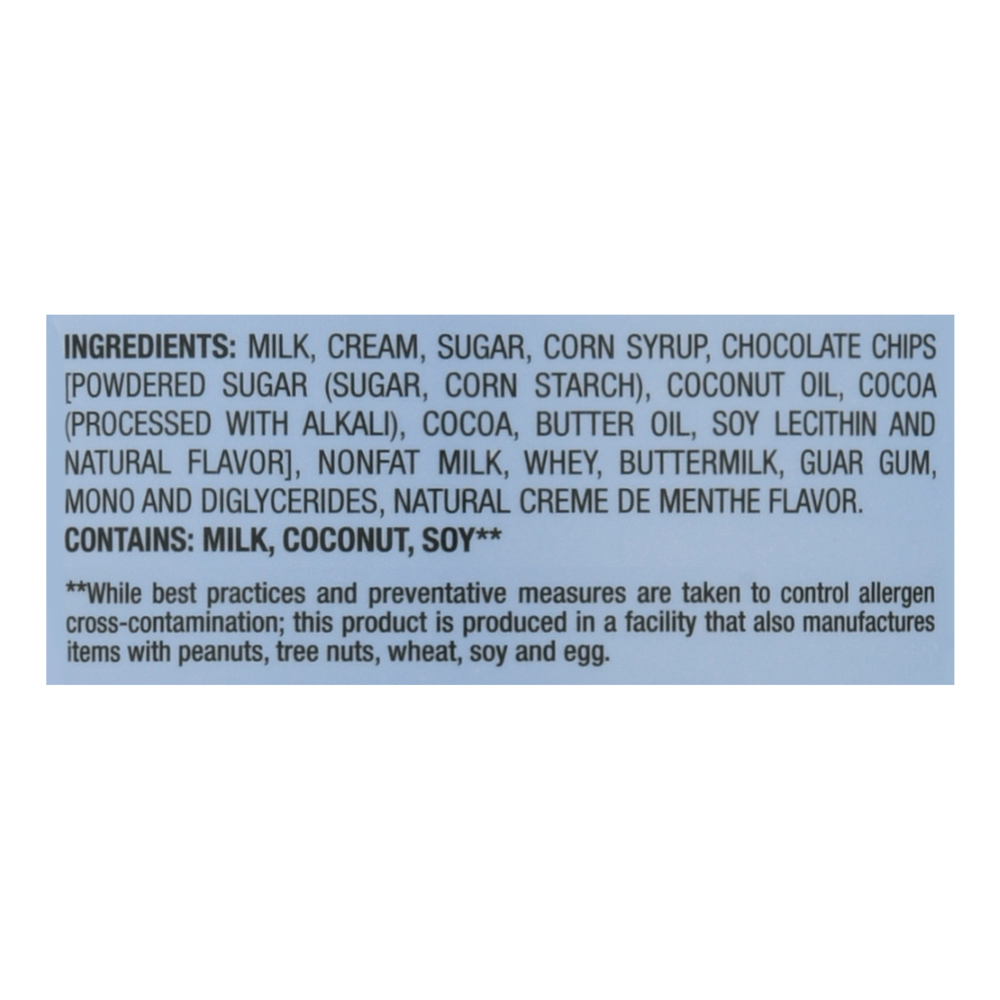 Sunnyside Farms Ice Cream, Premium, Mint Chocolate Chip-Ingredients