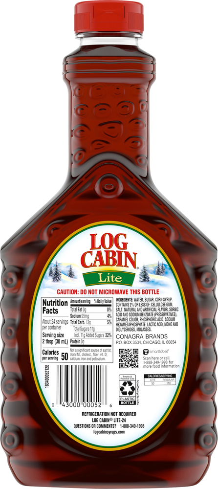 Log Cabin Syrup, Lite-Planogram-Back
