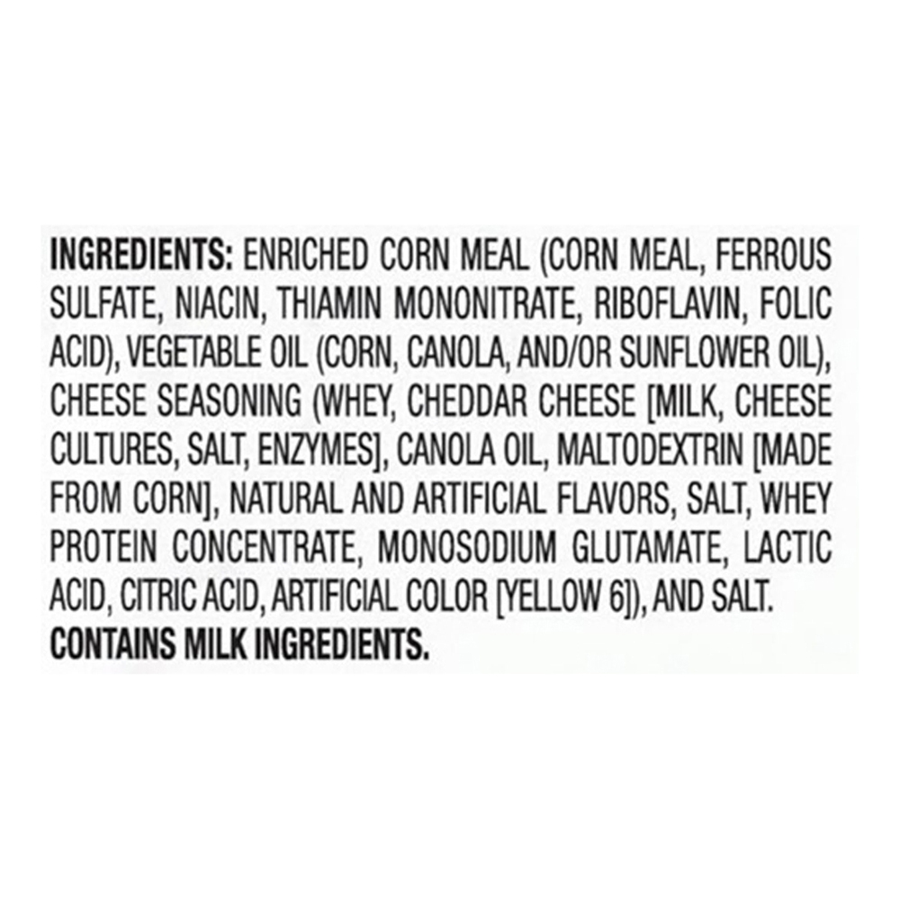 Cheetos Cheese Flavored Snacks, Crunchy-Ingredients