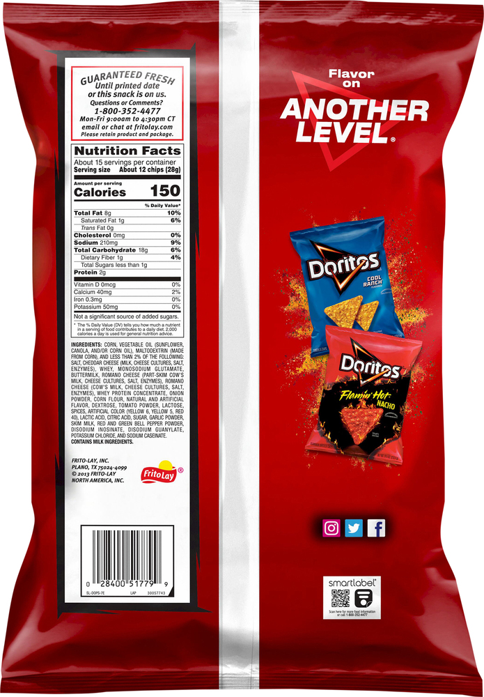 Doritos Tortilla Chips, Nacho Cheese Flavored, Party Size-Planogram-Back