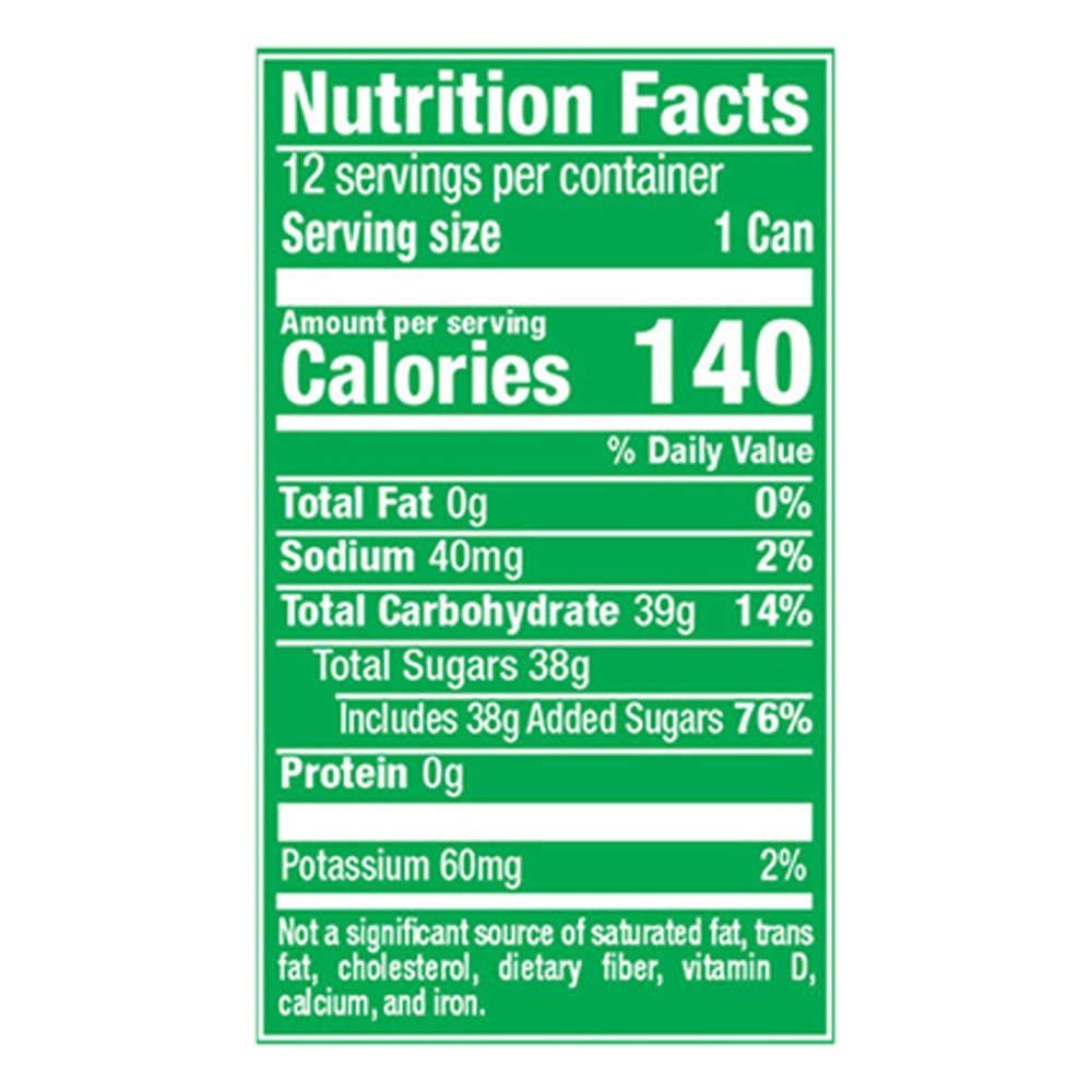 7 UP Soda, Lemon Lime Flavored, 12 Pack-Nutrition-Facts