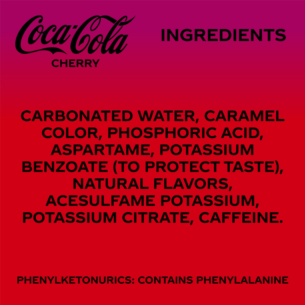 Coca-Cola Zero Sugar Cherry Diet Soda Soft Drink-Ingredients