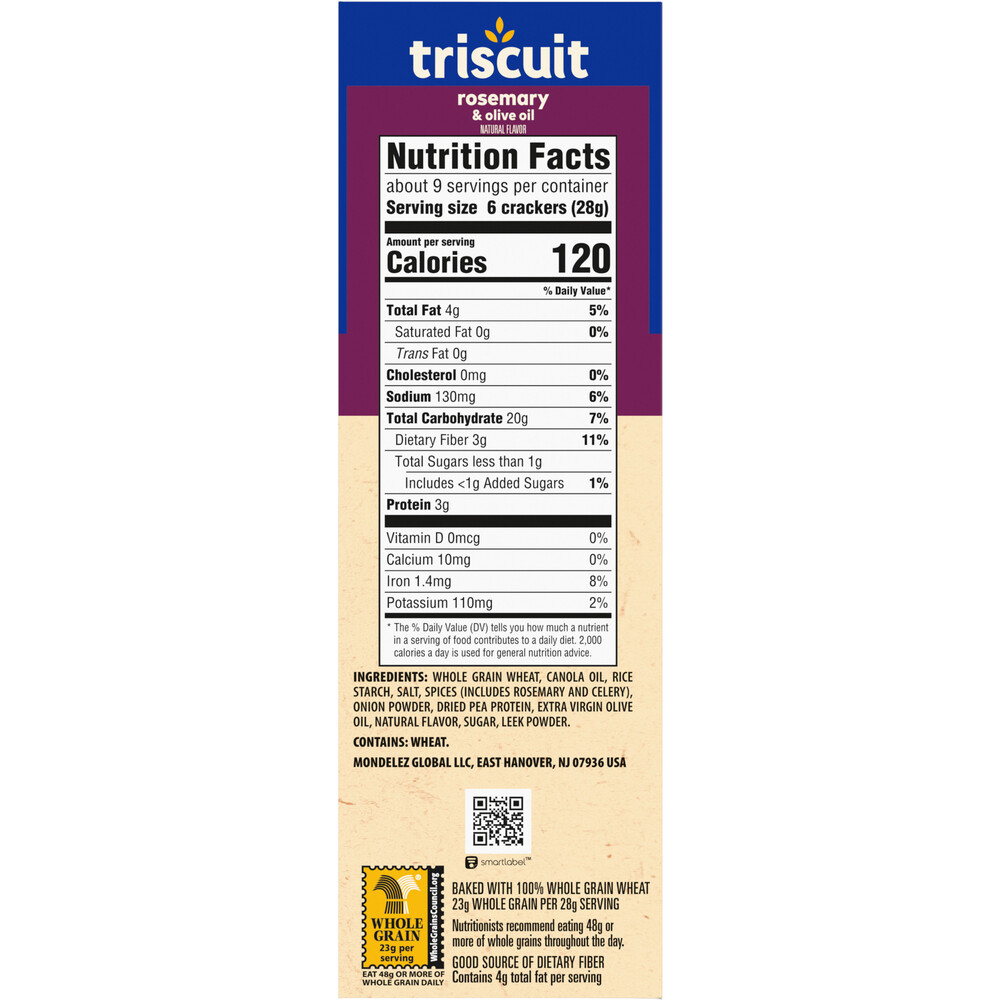 TRISCUIT Triscuit Rosemary & Olive Oil Whole Grain Wheat Crackers, 8.5 ...