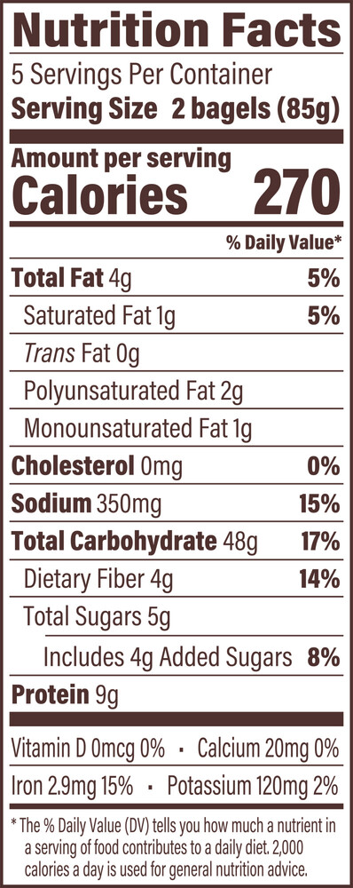 Thomas' Everything Pre-sliced Mini Bagels, 10 count, 15 oz-Nutrition-Facts