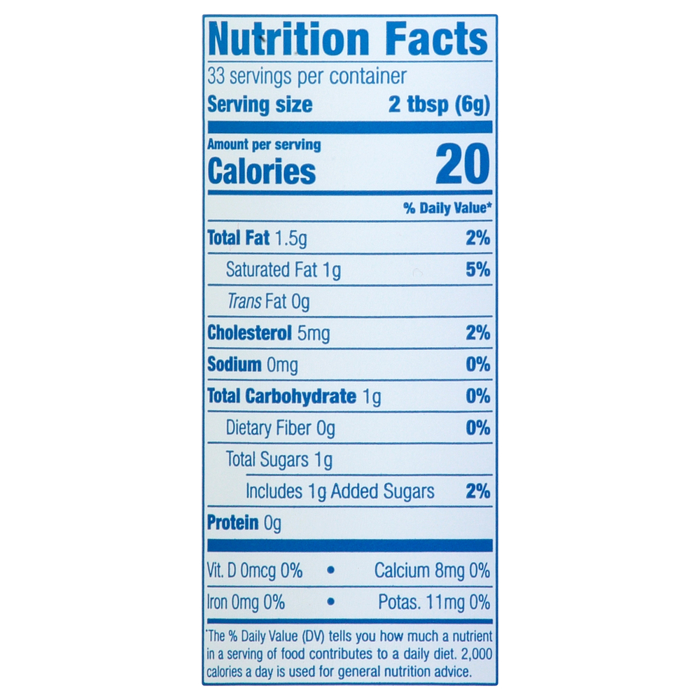 Clover Whipped Light Cream, Sweetened-Nutrition-Facts