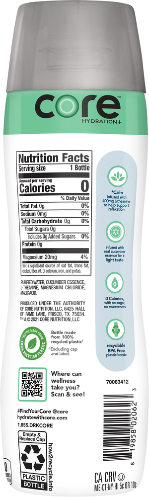 Core Hydration Water beverage, Nutrient Enhanced, Cucumber Essence ...