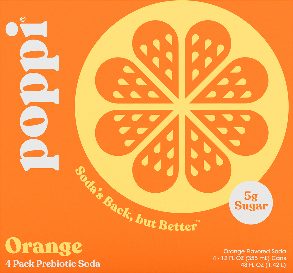 Poppi Prebiotic Soda, Orange-Planogram-Back