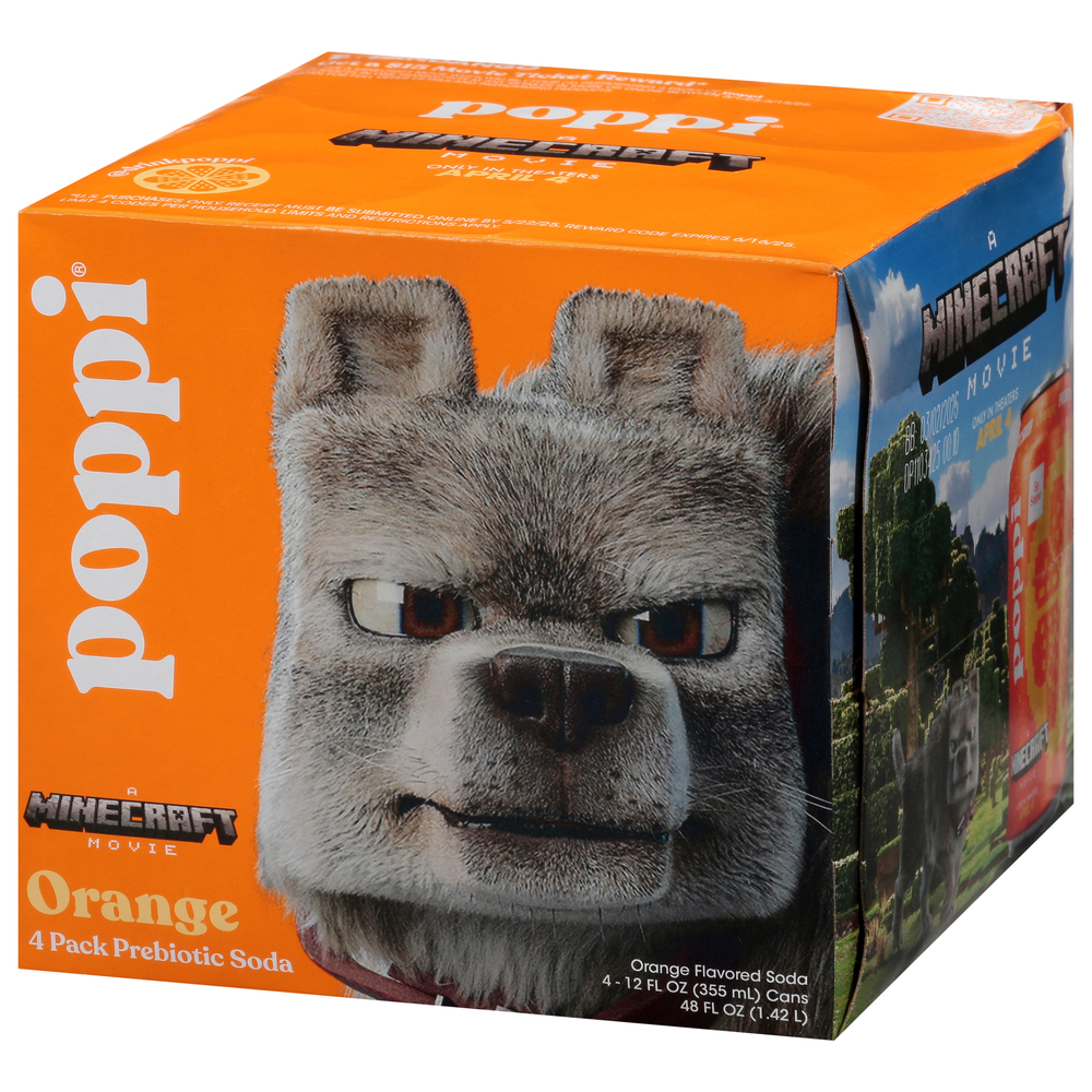 Poppi Prebiotic Soda, Orange-Front-Right-Elevated