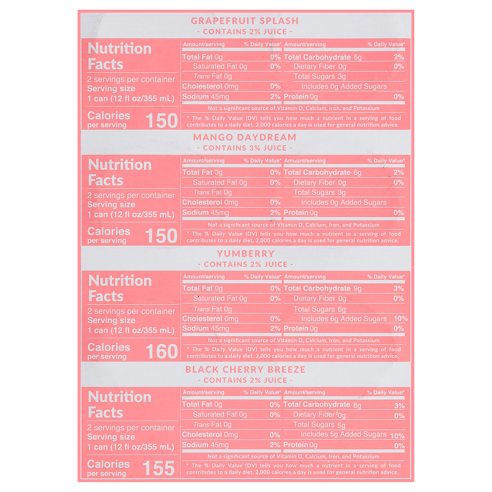 June Shine Hard Kombucha, Sunset, Variety 8-Pack-Nutrition-Facts