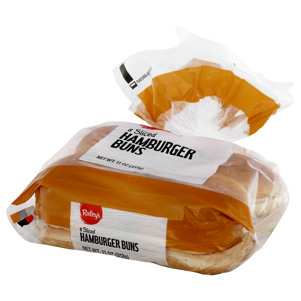 Raley's Sliced Hamburger Buns-Front-Right-Elevated