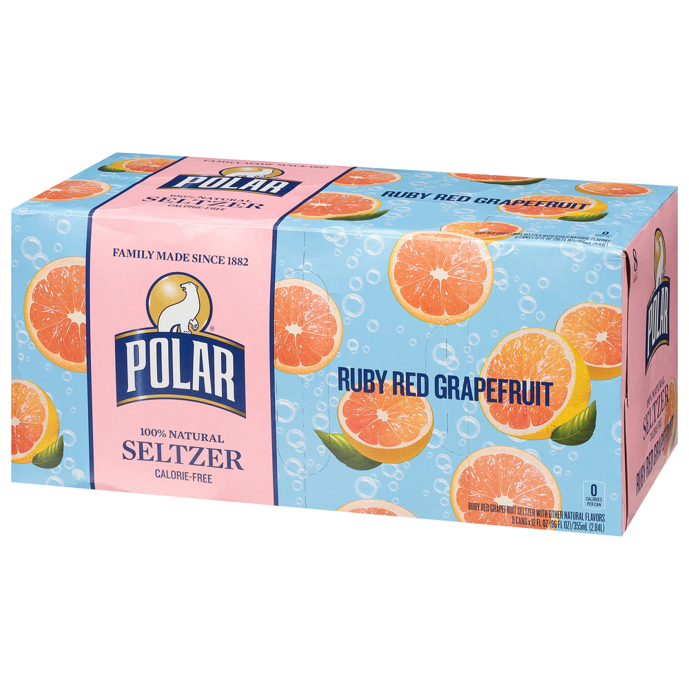 Polar Seltzer, Ruby Red Grapefruit-Front-Right-Elevated