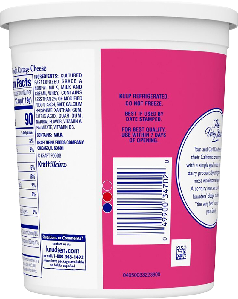 Knudsen Small Curd 2% Milkfat Lowfat Cottage Cheese-Planogram-Back