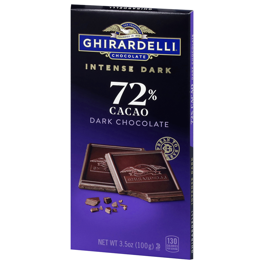 Ghirardelli Dark Chocolate, Intense Dark, 72% Cacao-Front-Right-Elevated