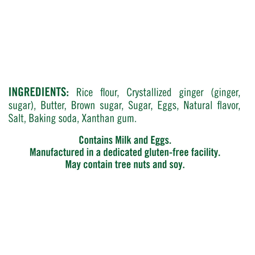 Tate's Bake Shop Cookies, Gluten Free, Ginger Zinger-Ingredients