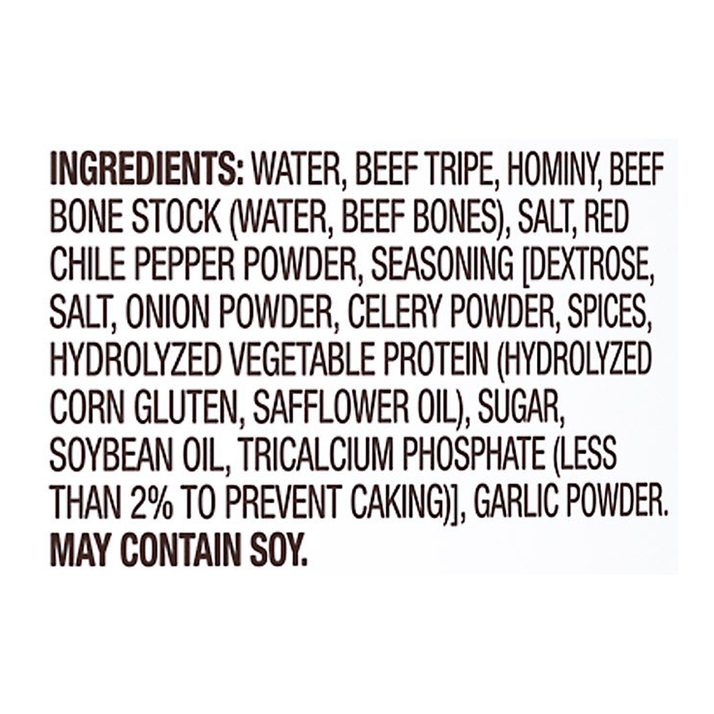 Juanita's Original Menudo-Ingredients