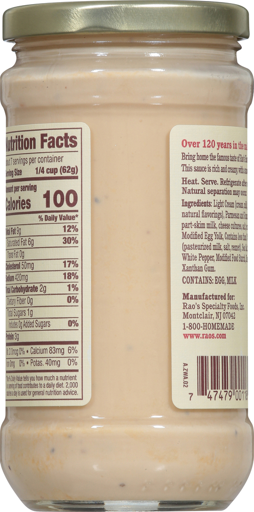 Rao's Homemade Sauce, Alfredo-Planogram-Back