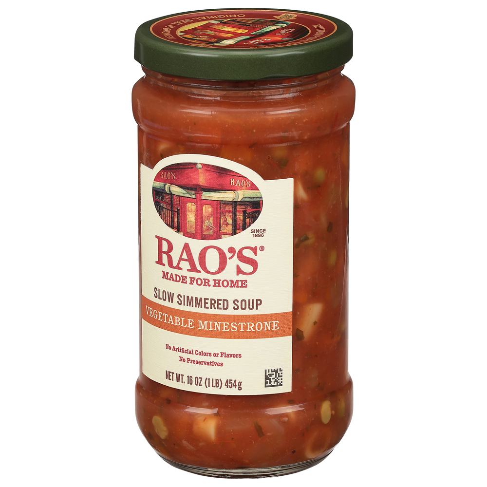 Rao's Soup, Slow Simmered, Vegetable Minestrone-Front-Right-Elevated