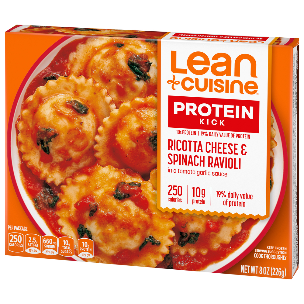 Lean Cuisine Protein Kick Ravioli, Ricotta Cheese & Spinach-Front-Right ...
