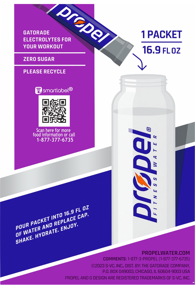 Propel Electrolyte Water Beverage Mix, Zero Sugar, Grape, 10 Packets-Planogram-Back