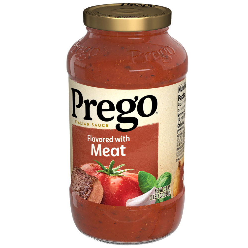 Prego® Flavored with Meat Pasta Sauce-Front-Right-Elevated
