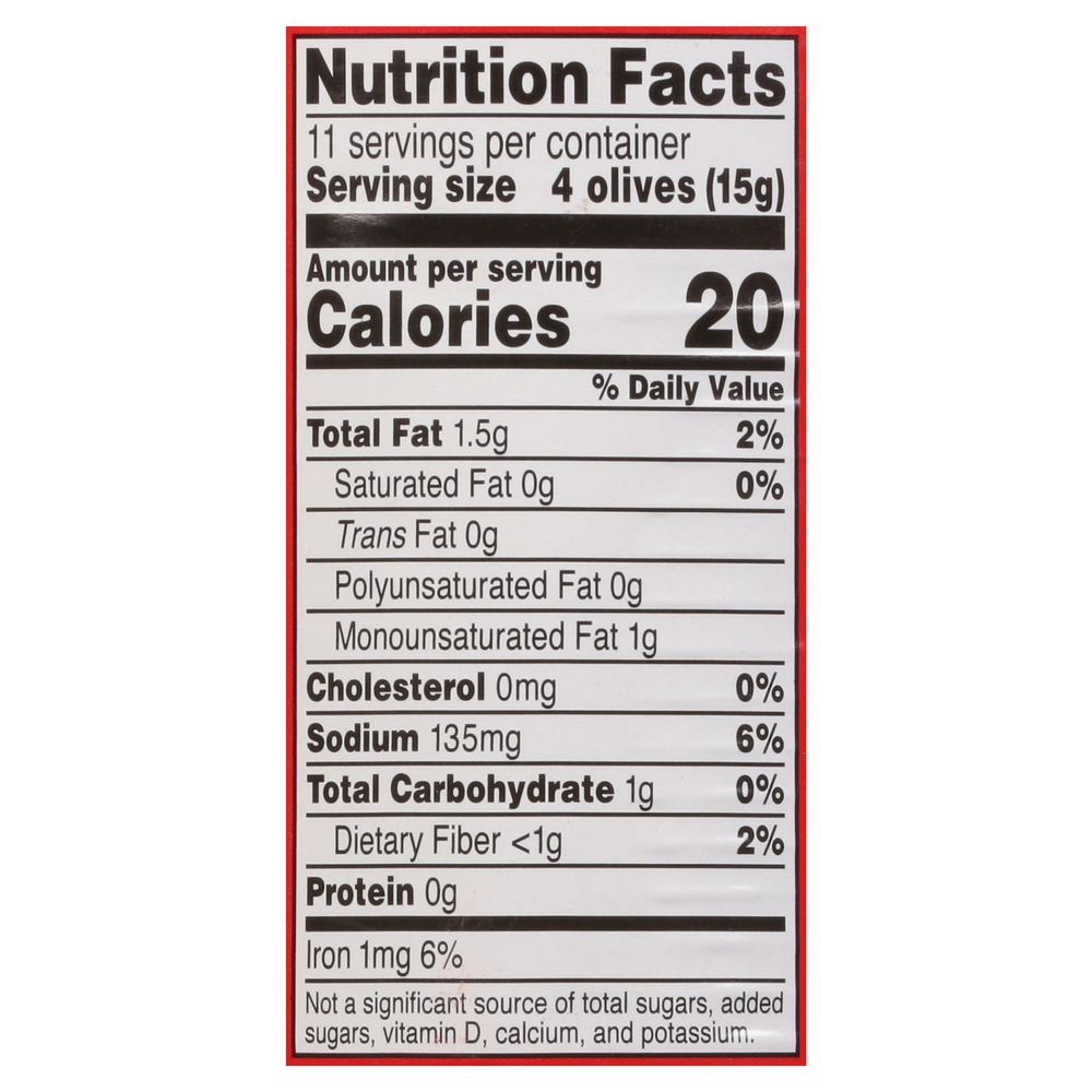 Pitted Black Olives Nutrition Facts at Robert Bader blog
