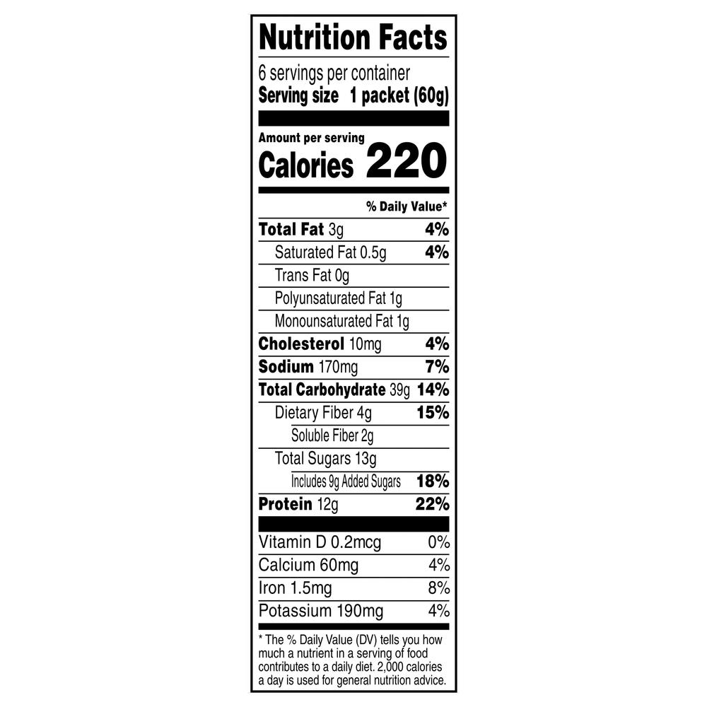 Quaker Protein Apples & Cinnamon Instant Oatmeal-Nutrition-Facts