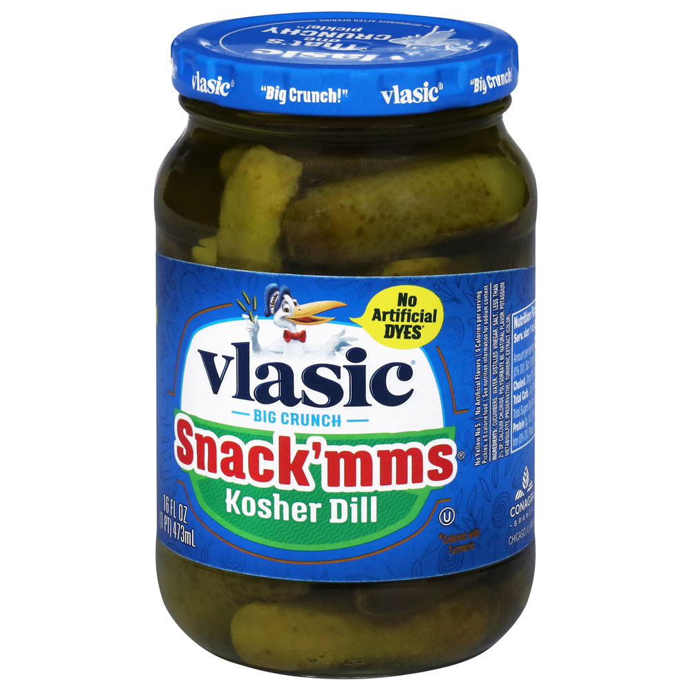 Vlasic Snack'mms Pickles, Kosher Dill-Front-Right-Elevated
