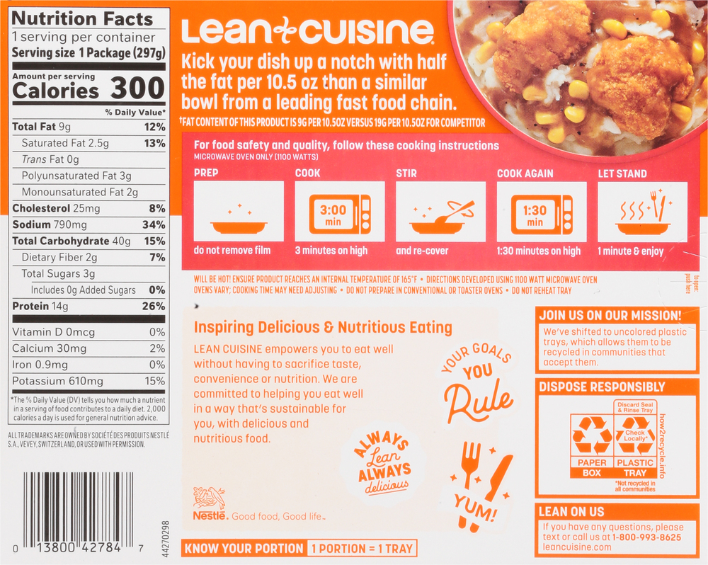 Lean Cuisine Protein Kick Oven Fried Chicken, with Mashed Potatoes ...