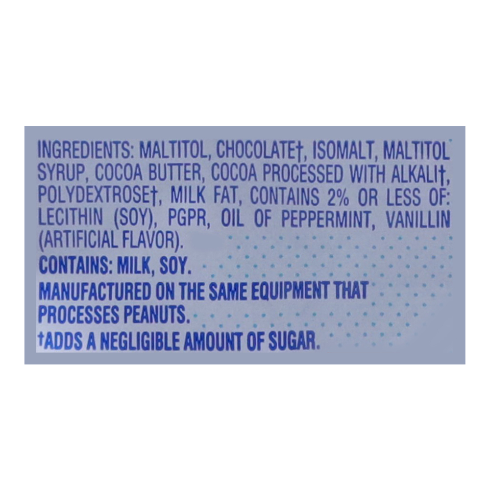 York Peppermint Patties, Zero Sugar, Chocolate Candy Covered-Ingredients