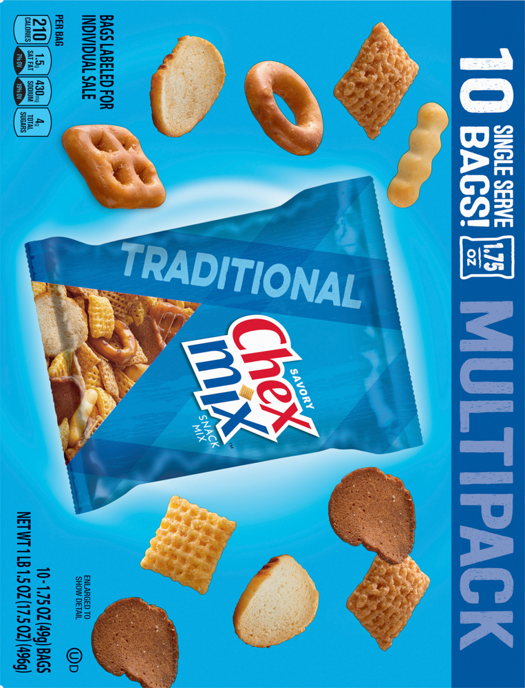 Chex Mix Single Serve Bags Savory Traditional Snack Mix Multipack ...