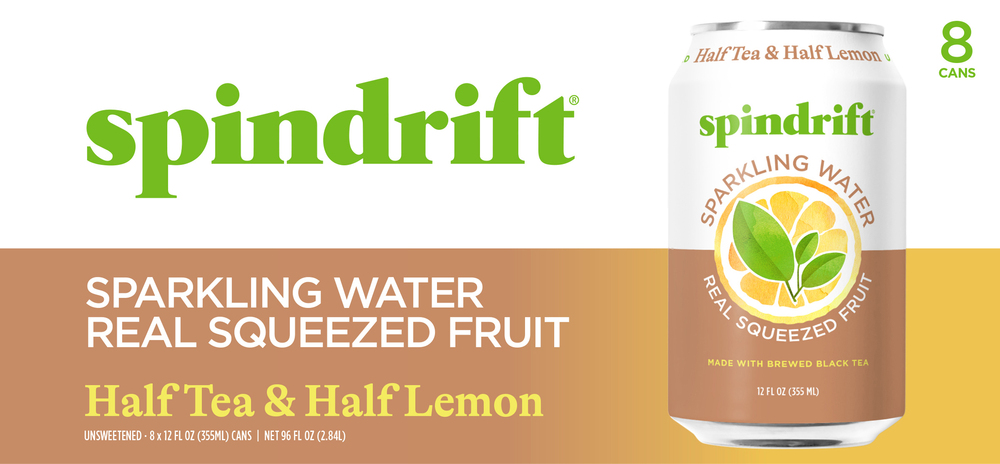 Spindrift Sparkling Water, Unsweetened, Half Tea & Half Lemon-Planogram ...