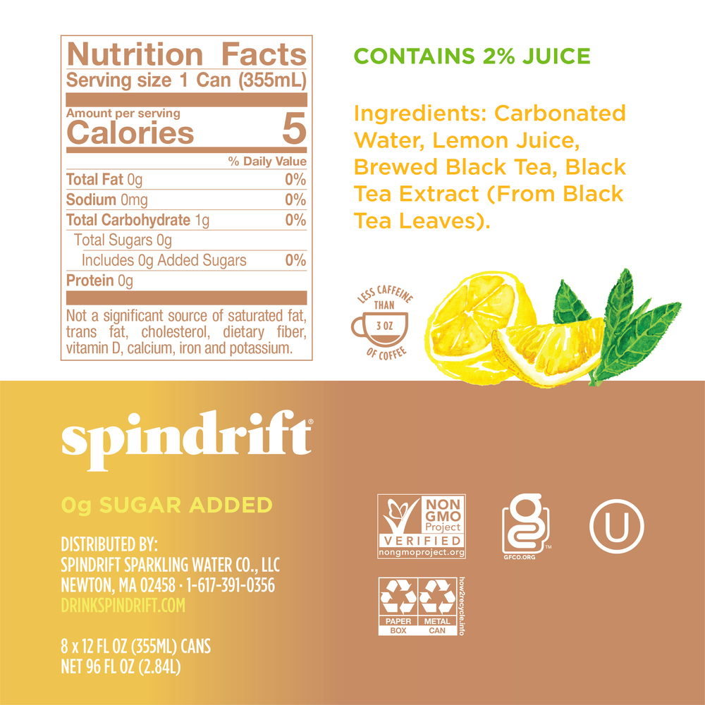 Spindrift Sparkling Water, Unsweetened, Half Tea & Half Lemon-Planogram-Right