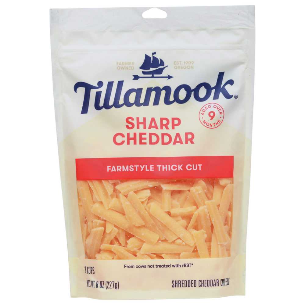 Tillamook Shredded Cheese, Sharp Cheddar, Farm Style Thick Cut-Main