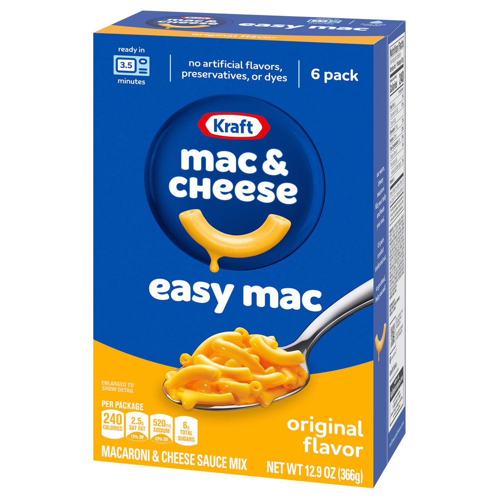 Kraft Mac & Cheese, Original, Easy Mac-Front-Right-Elevated