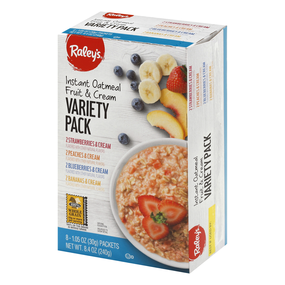 Raley's Instant Oatmeal Fruit And Cream Variety Pack-Front-Right-Elevated