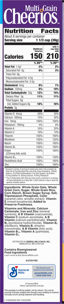 Cheerios Cereal, Multi Grain, Large Size-Planogram-Right