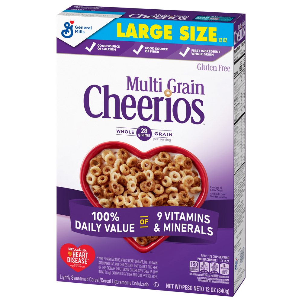 Cheerios Cereal, Multi Grain, Large Size-Front-Right-Elevated