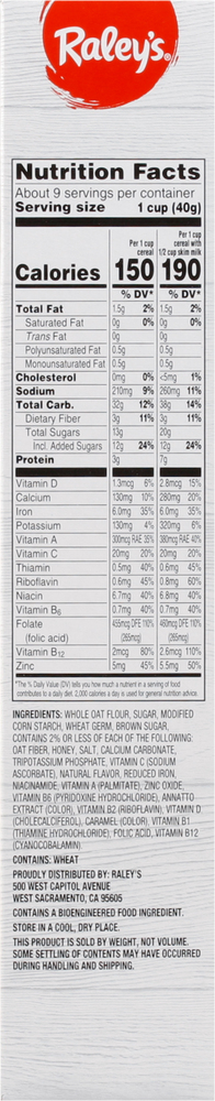 Raley's Cereal, Toasted Oats, Honey Nut-Planogram-Right