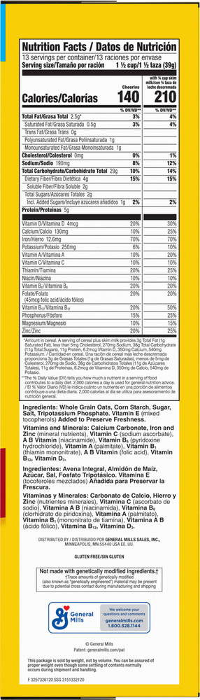 Cheerios Nutrition Label