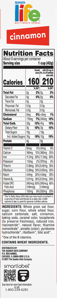Life Cereal, Cinnamon, Multigrain-Planogram-Right