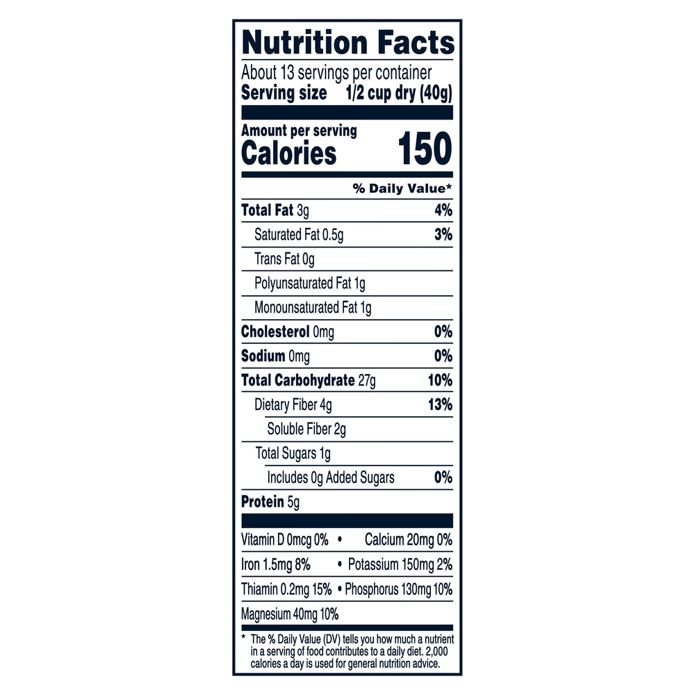 Quaker Oats, Quick 1-Minute-Nutrition-Facts