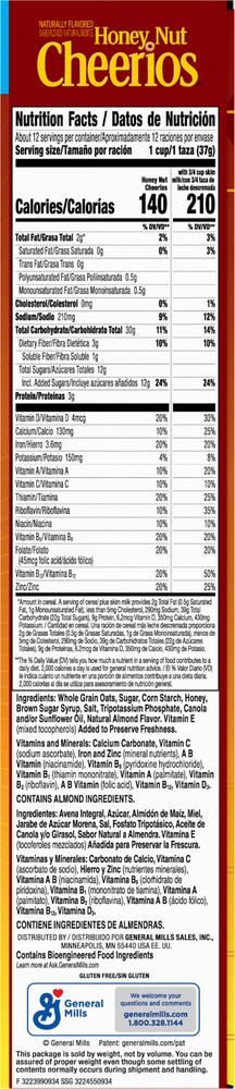 Cheerios Nutrition Label