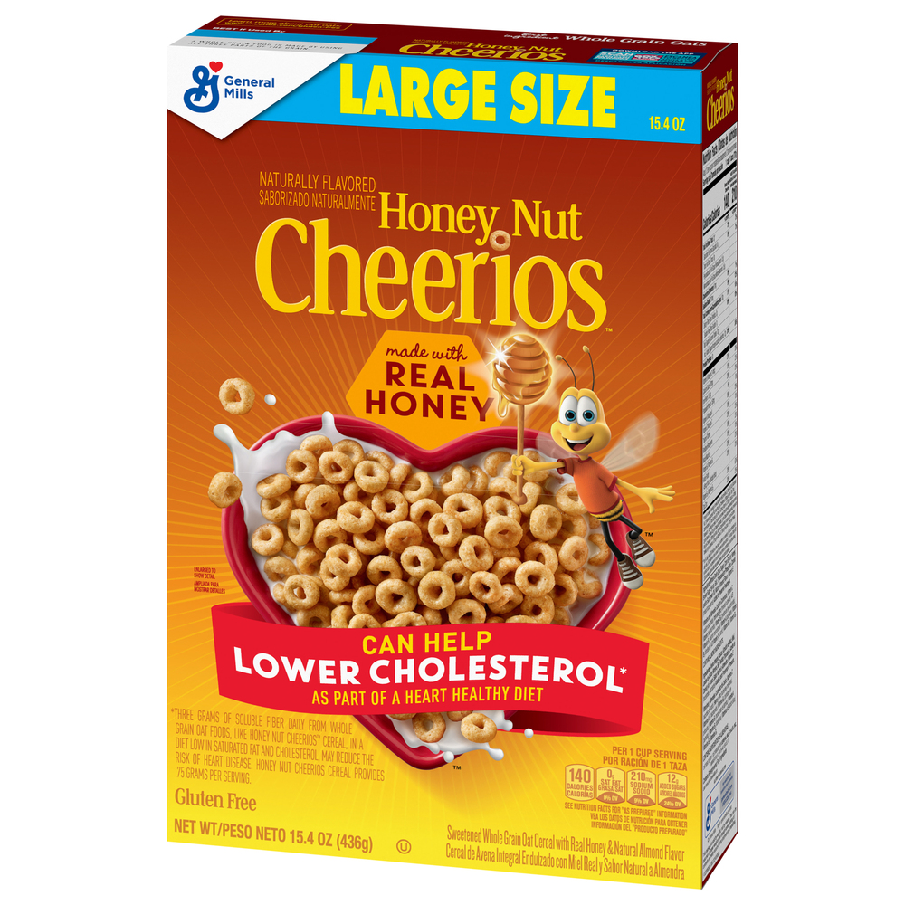 Cheerios Cereal, Honey Nut, Large Size-Front-Right-Elevated
