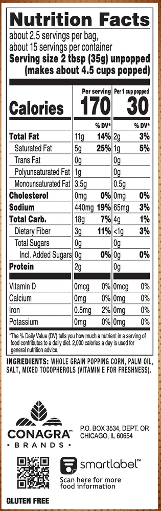 Orville Redenbacher's Naturals Popping Corn, Simply Salted, 6 Classic ...