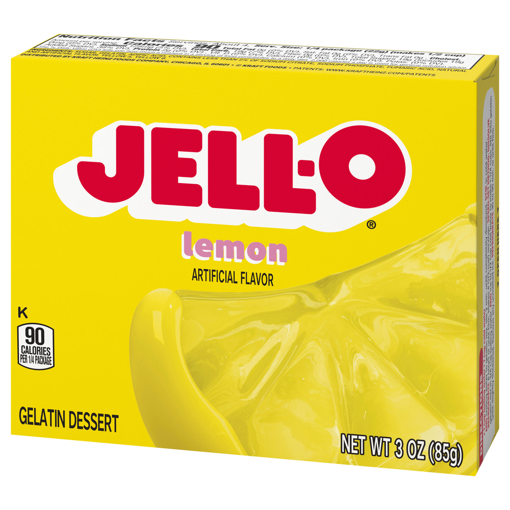 Jell-O Gelatin Dessert, Lemon-Front-Right-Elevated