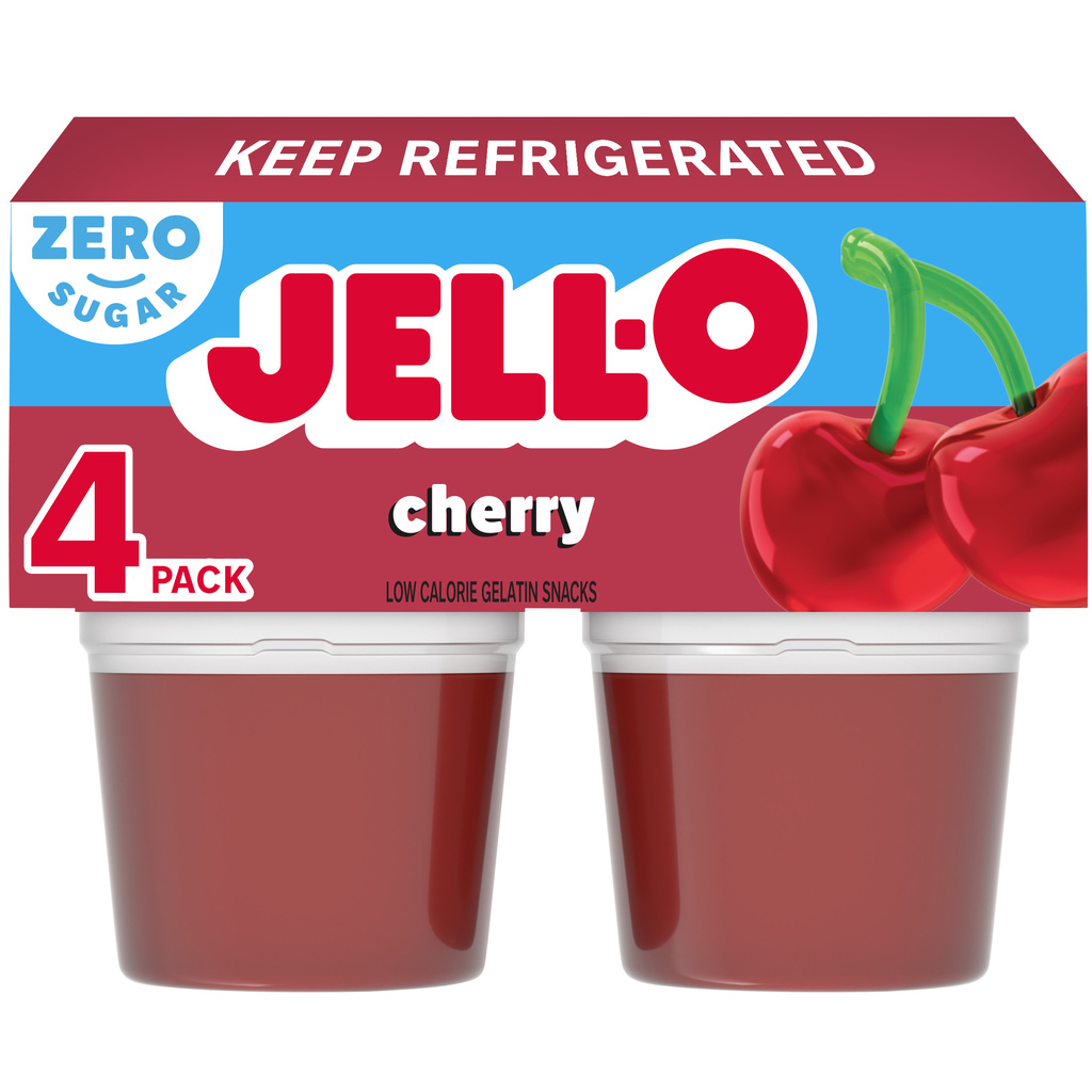 Jell-O Gelatin Snacks, Cherry, Zero Sugar-Hero