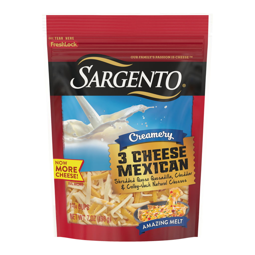 Sargento Shredded Cheese, Natural, 3 Cheese Mexican, Traditional Cut ...